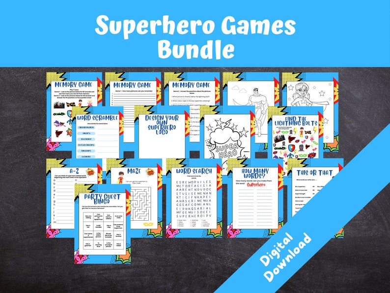 Superhero Party Games Bundle | Child / Kids Birthday Games | Superhero ...