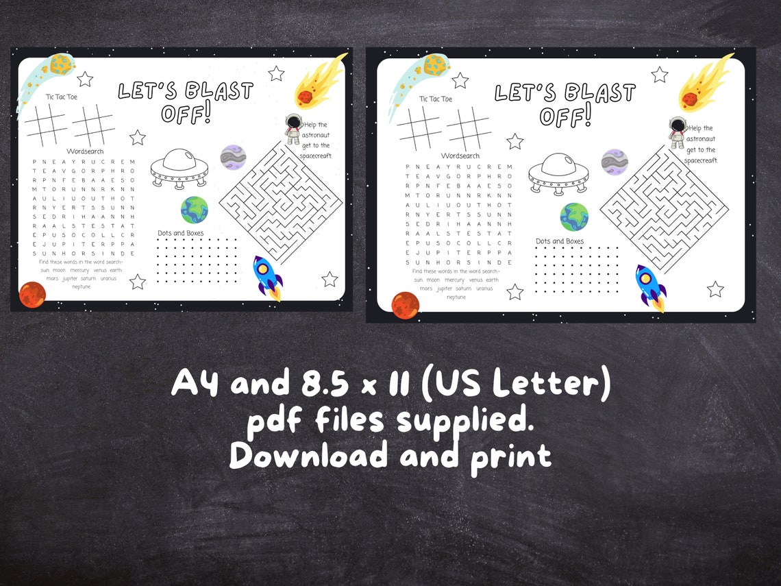 Space Activity Sheet, Coloring Sheet, Space Party, Kids Birthday ...