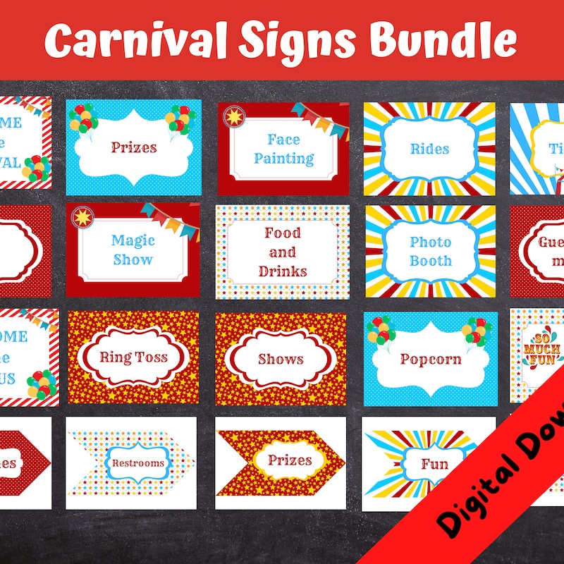 Carnival Party Signs - Etsy