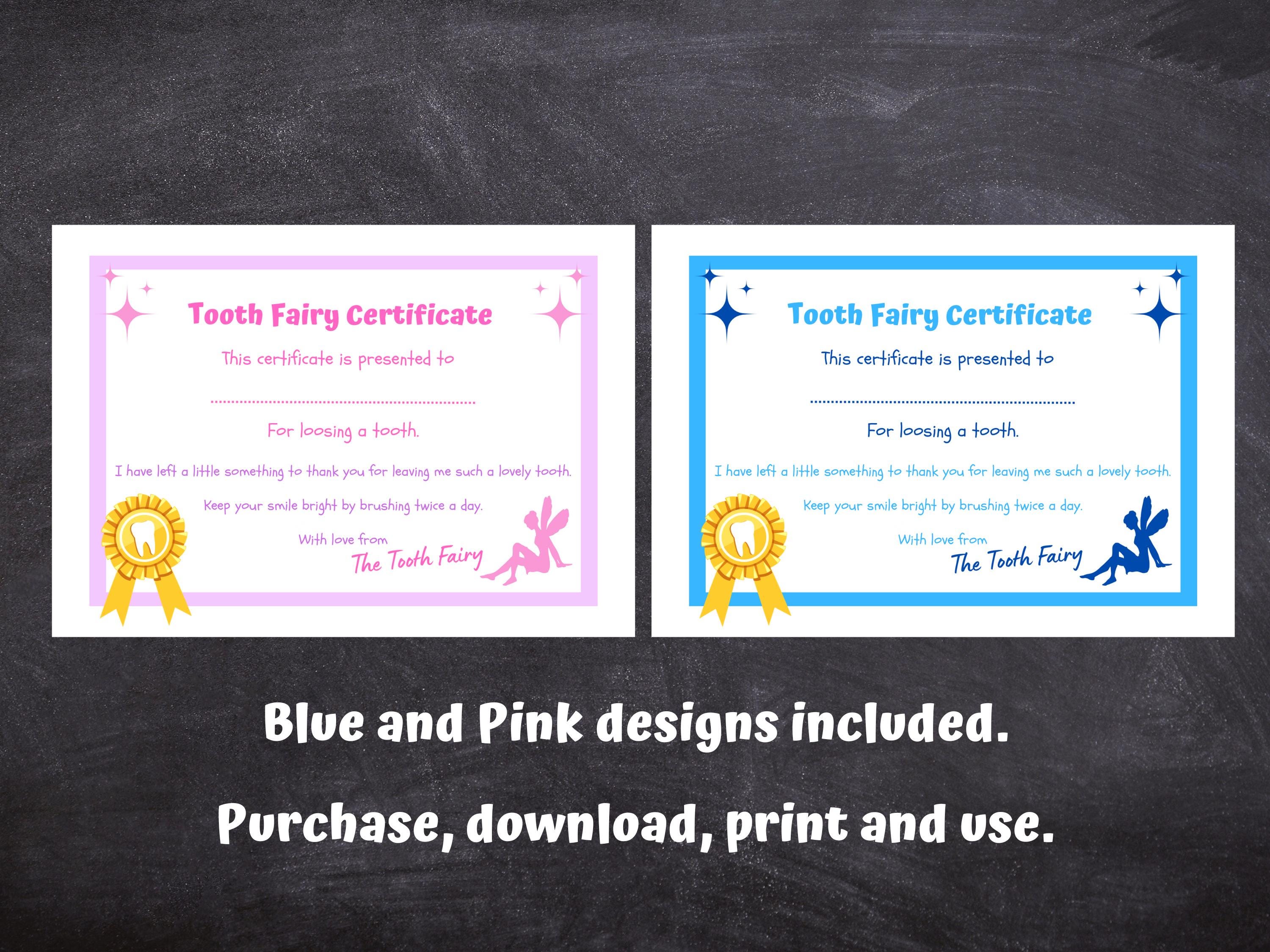 Printable Tooth Fairy Certificate, Tooth Fairy Note, First Lost Tooth ...