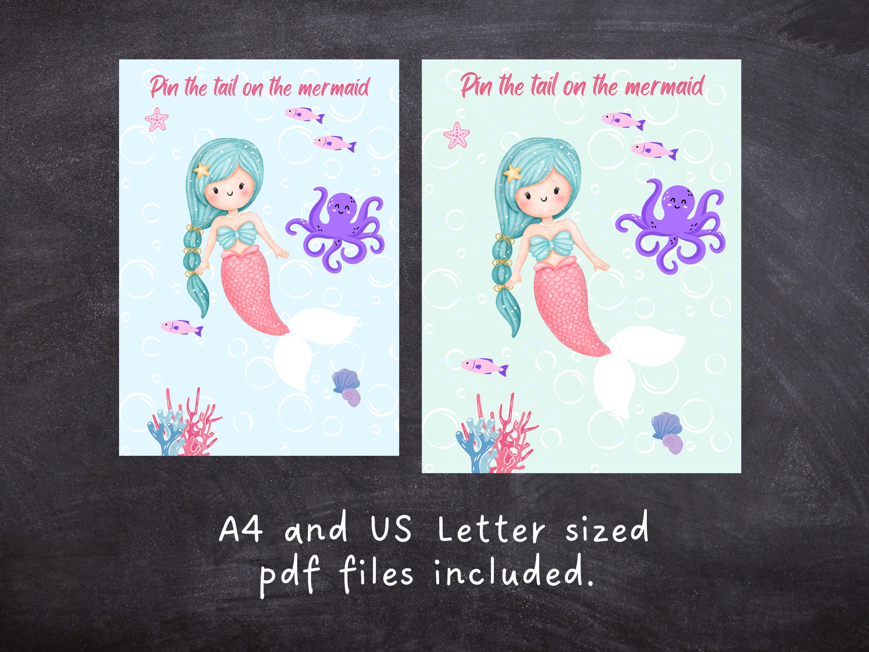 Pin the Tail on the Mermaid Game, Under the Sea Party, Kids Birthday ...
