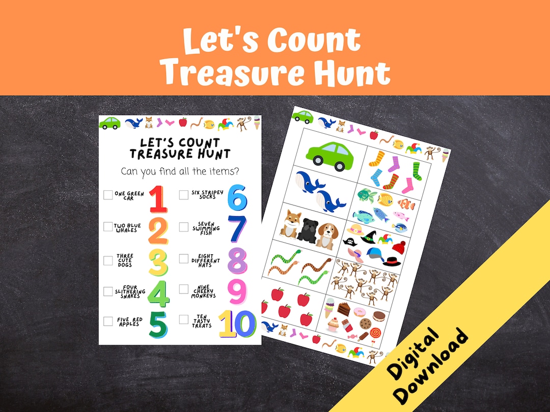 Let's Count Treasure Hunt, Kids Birthday Party Games, Scavenger Hunt ...