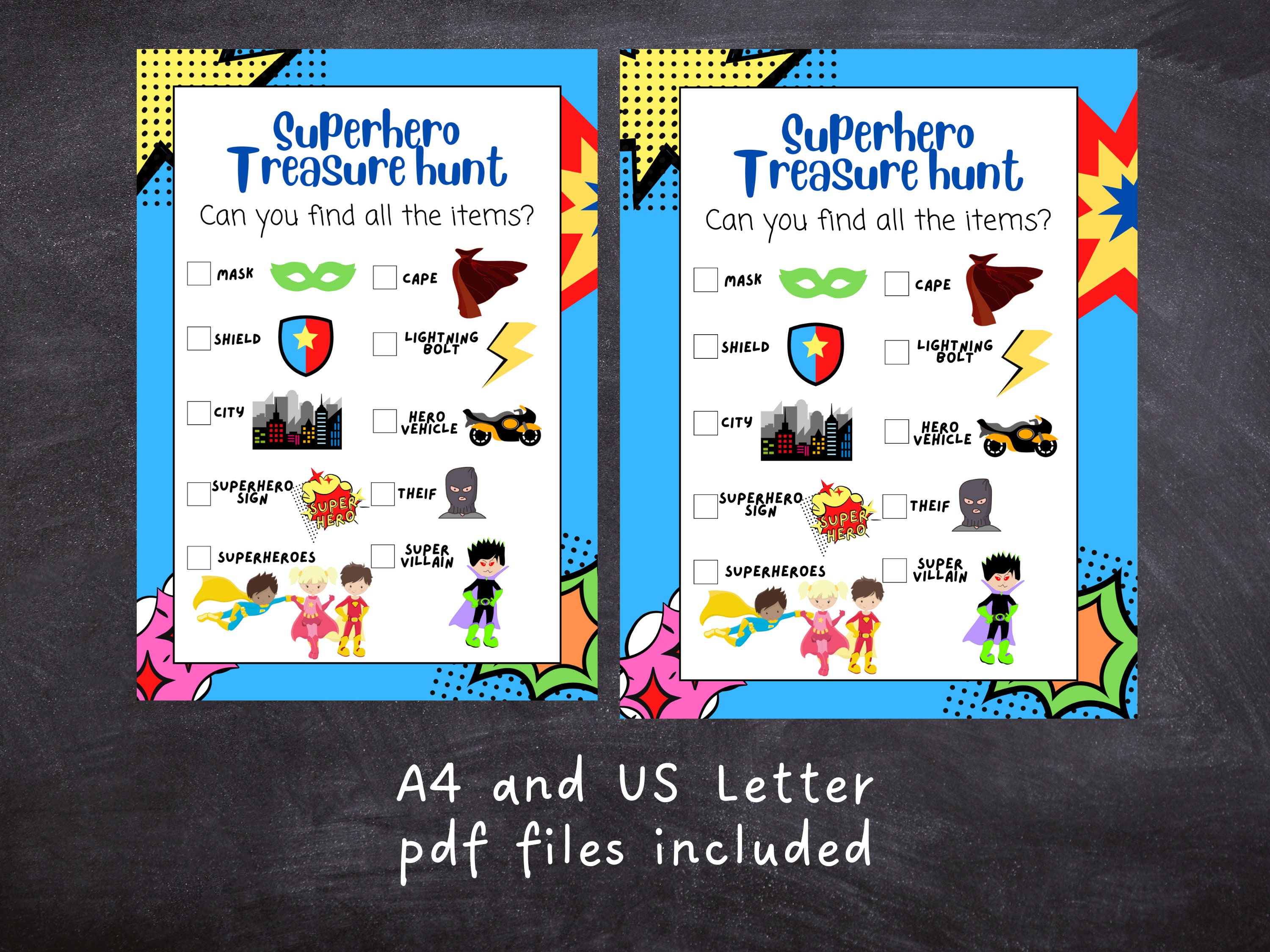 Superhero Treasure Hunt, Kids Birthday Party Games, Scavenger Hunt ...