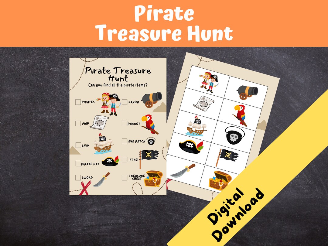 Pirate Treasure Hunt, Kids Birthday Party Games, Scavenger Hunt, Pirate ...