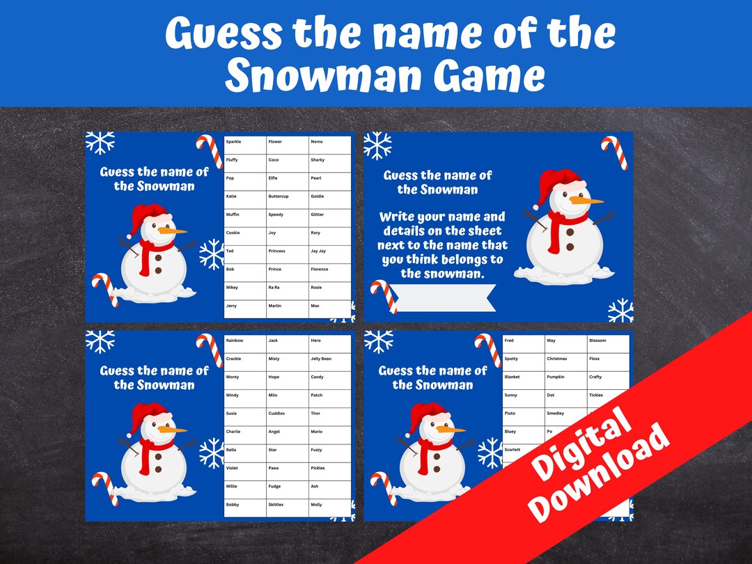 Guess the Snowman Name Game: Christmas Fundraiser (digital Download ...