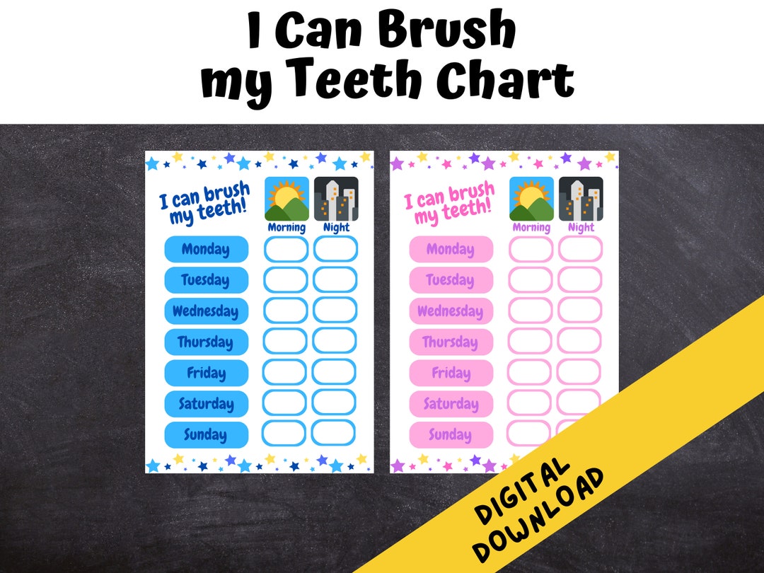 Teeth Brushing Chart | Kids Weekly Routine, Visual Aid (digital ...