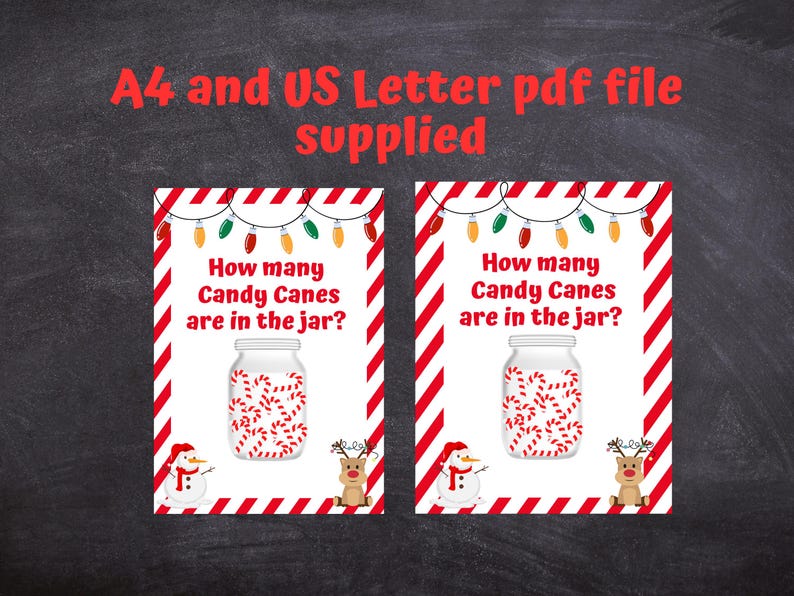 Candy Canes in Jar Game: Christmas Party Printable (digital Download ...