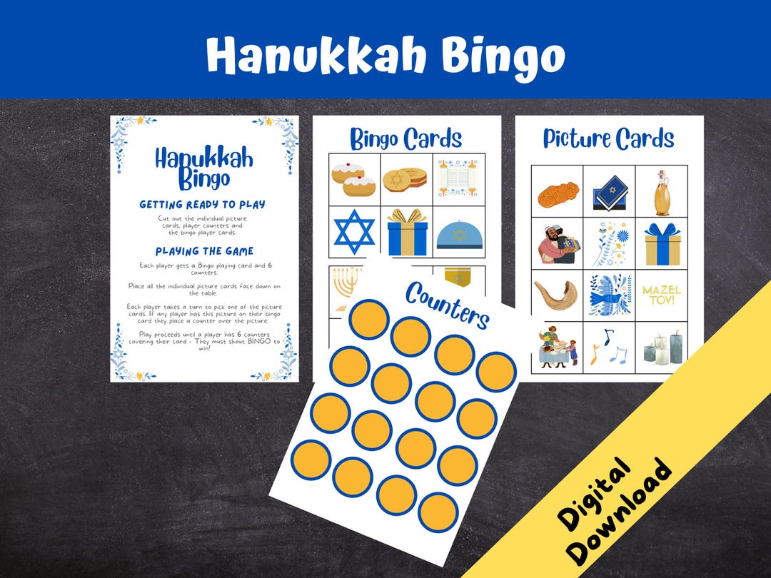 Hanukkah Bingo Game for Kids, Party Game, Kids Homeschool, Preschool ...
