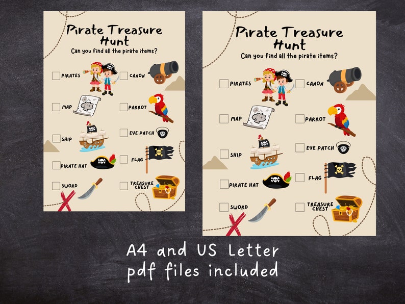Pirate Treasure Hunt Kids Birthday Party Games Scavenger - Etsy