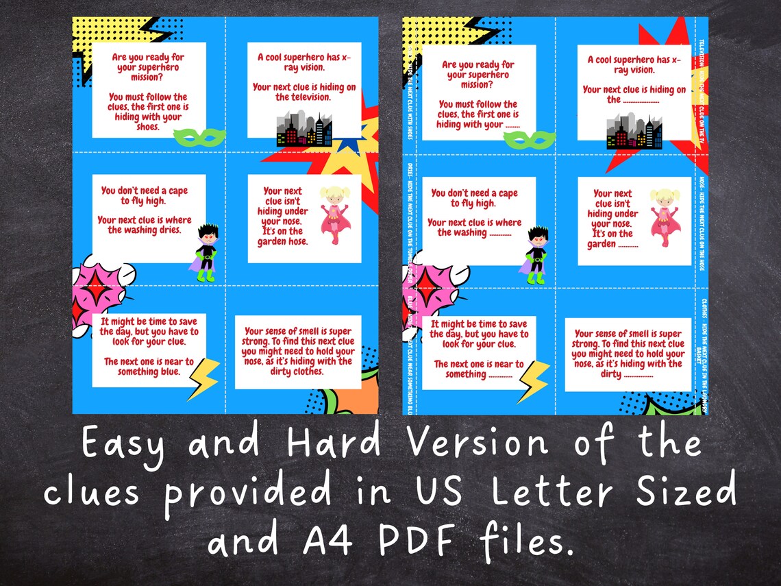 Superhero Scavenger Hunt Kids Birthday Party Games Superhero Treasure ...