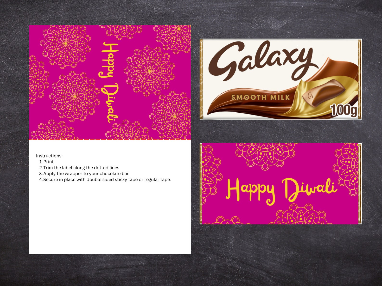 Diwali Chocolate Bar Wrappers, Galaxy Chocolate, Diwali Gift, Festival ...
