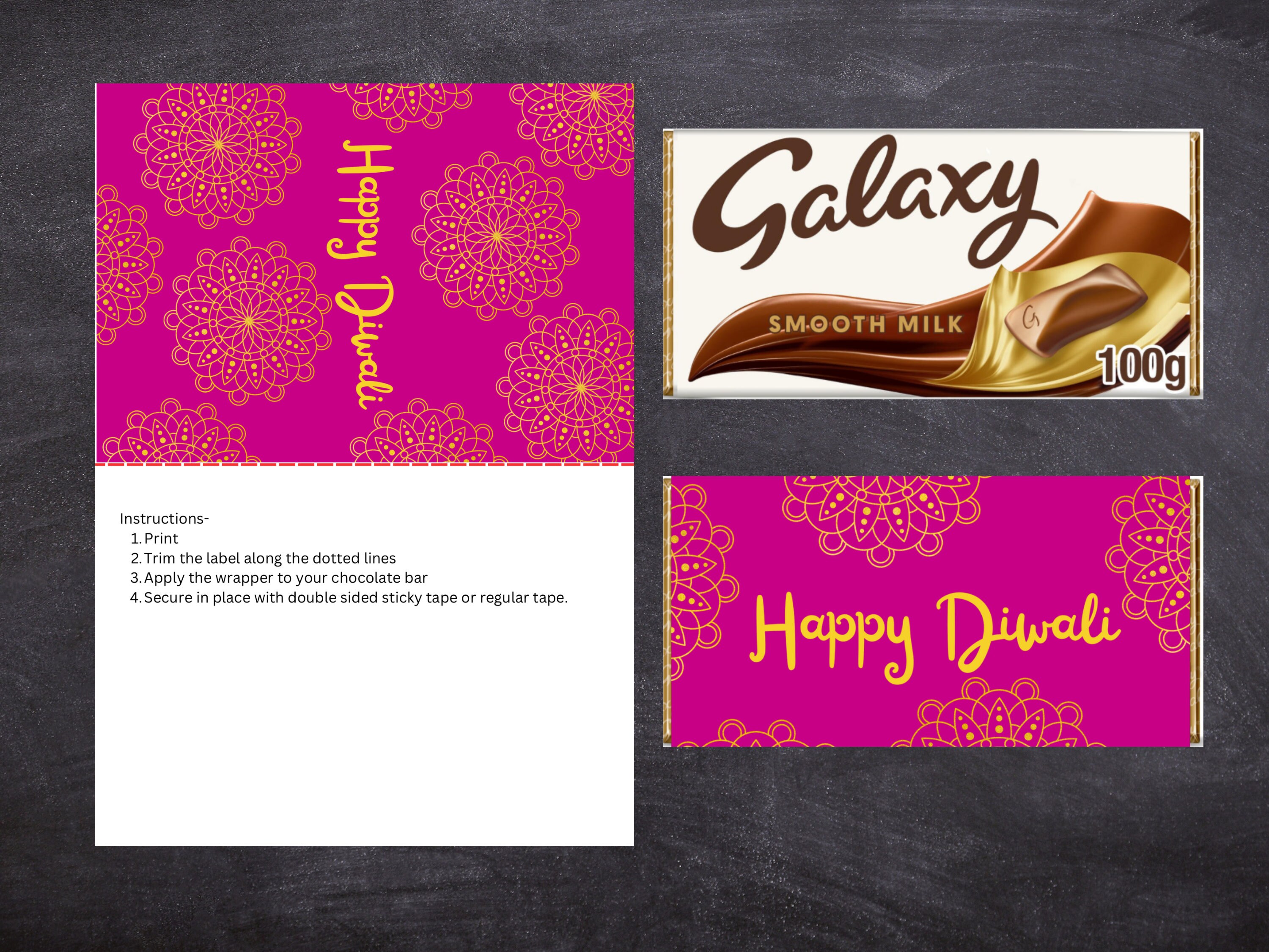 Diwali Chocolate Bar Wrappers, Galaxy Chocolate, Diwali Gift, Festival ...