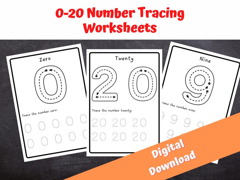 20 Number Tracing Worksheets, Number Formation, Printable Preschool ...
