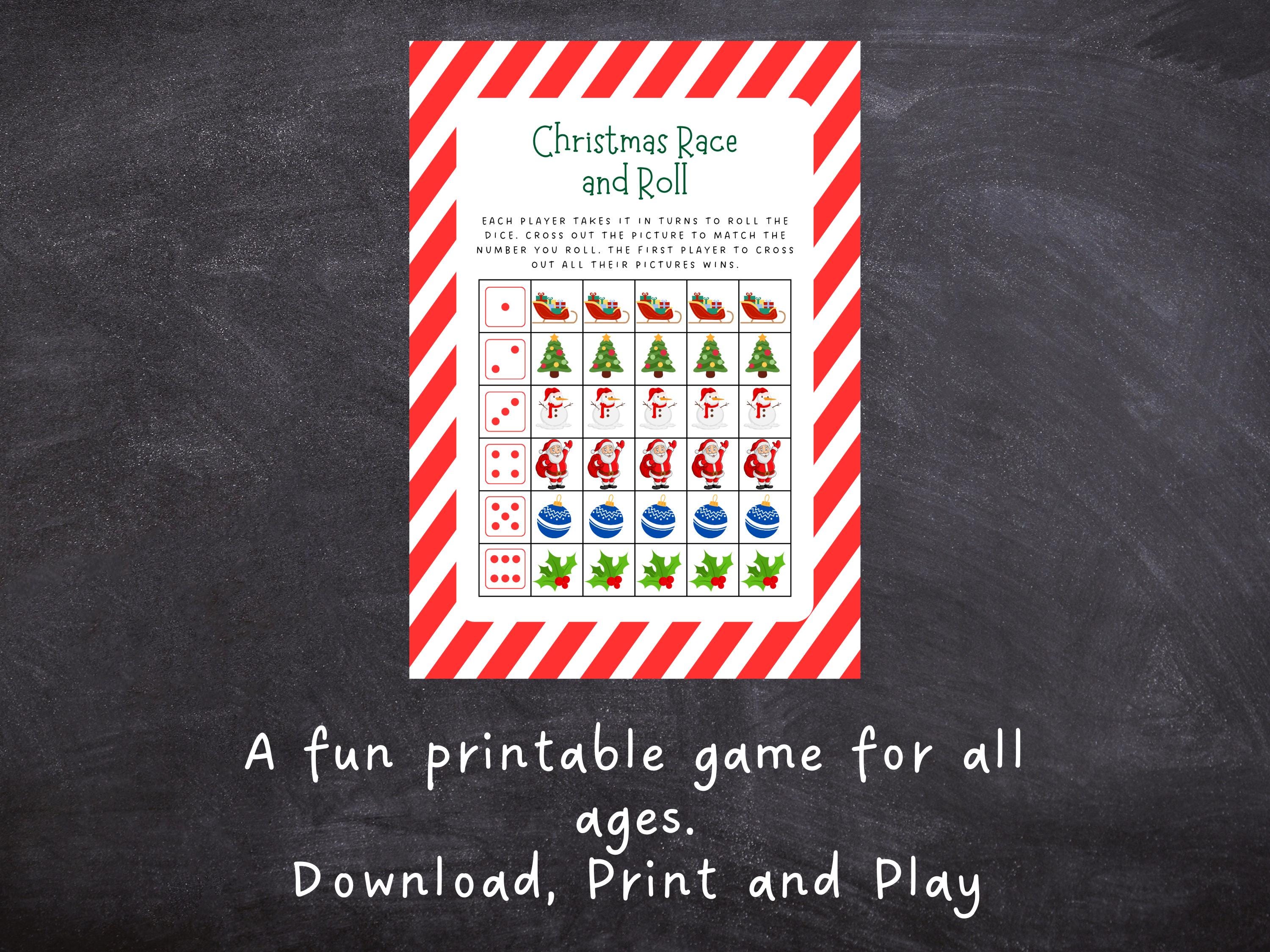 Christmas Race and Roll Game: Printable Dice Game (digital Download) - Etsy