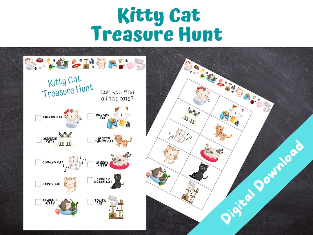 Cute Cats Treasure Hunt , Kids Birthday Party Games, Scavenger Hunt ...