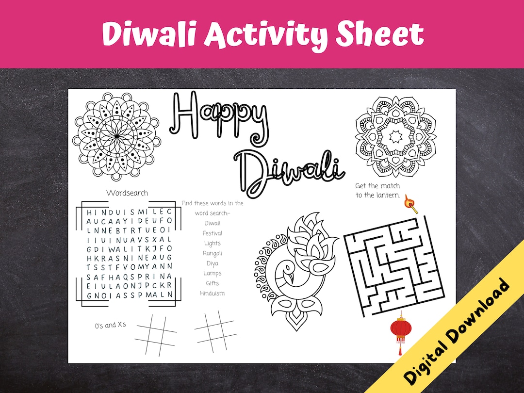 Diwali Activity Sheet Kids Diwali Word Search Diwali Puzzle - Etsy
