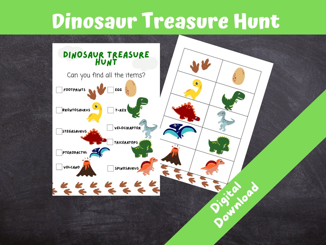 Dinosaur Treasure Hunt, Kids Birthday Party Games, Dinosaur Scavenger ...