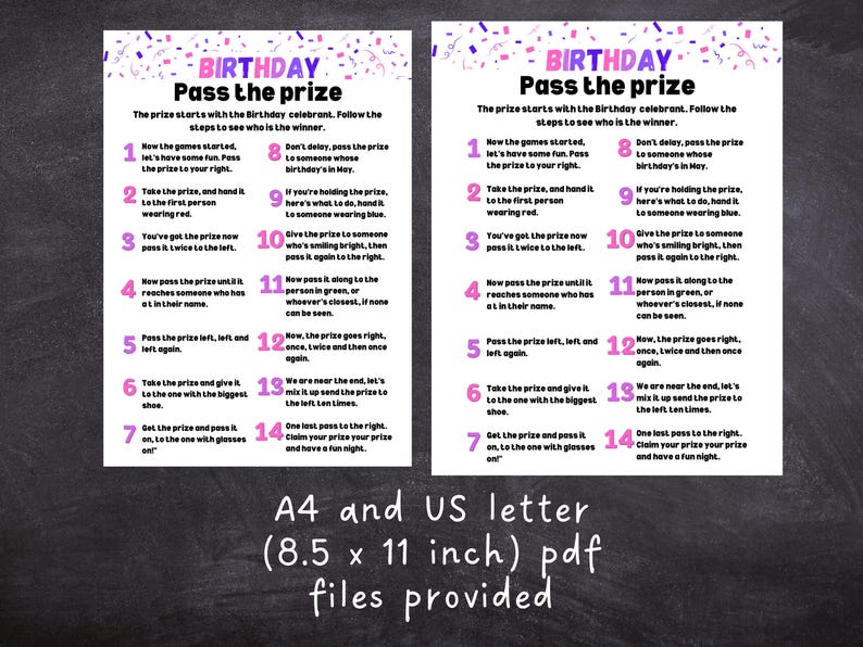 Birthday Pass the Prize Game, Pass the Parcel, Left Right Game ...