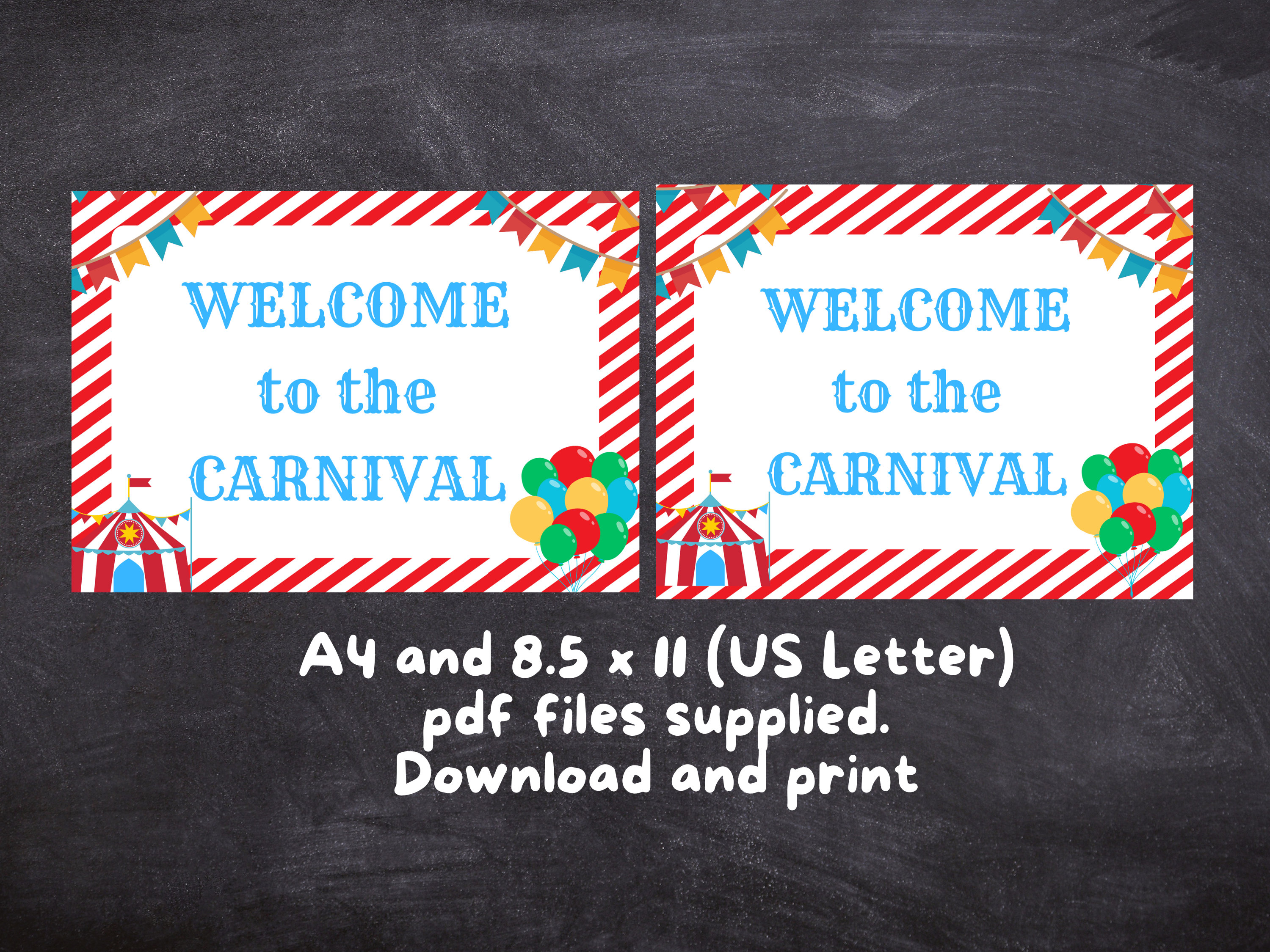 Carnival Sign Bundle, Circus Signs Bundle, Summer Fair, Kids Birthday ...