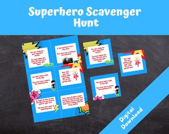 Super Hero Scavenger Hunt, Superhero Treasure Hunt, Printable for Kids ...