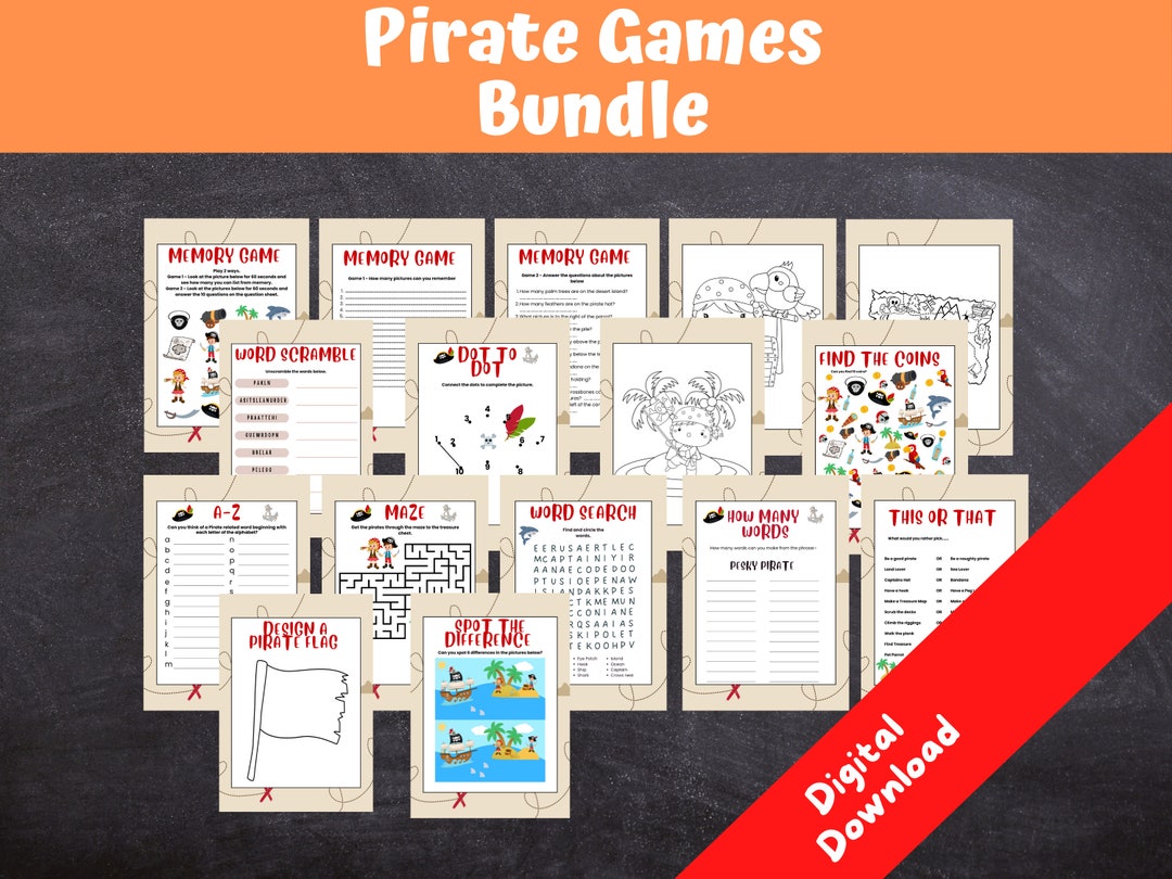 Pirate Party Games Bundle, Kids Birthday, Pirate Party Activity Pack ...
