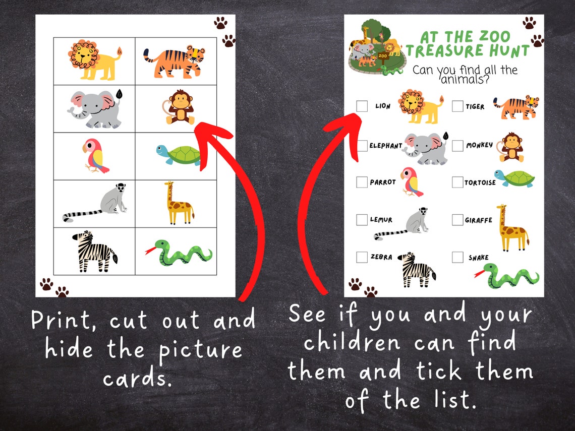 At the Zoo Treasure Hunt Kids Birthday Party Game Scavenger Hunt Jungle ...