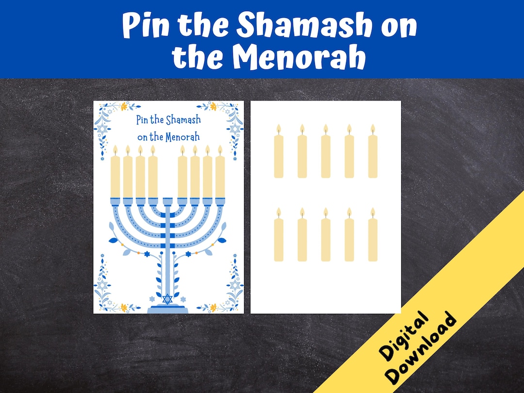 Pin the Shamash on the Menorah Game: Hanukkah Kids Activity (digital ...