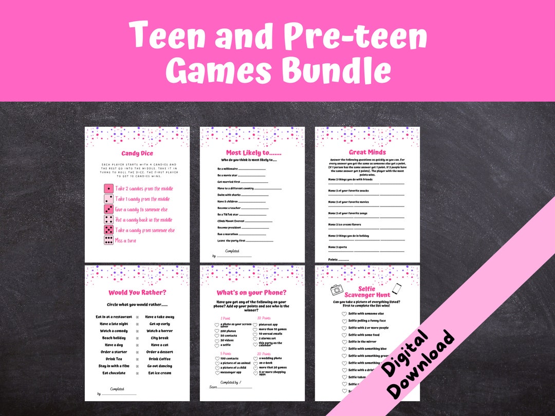 Printable Games Bundle, Tween Birthday Games, Girls Birthday Party ...