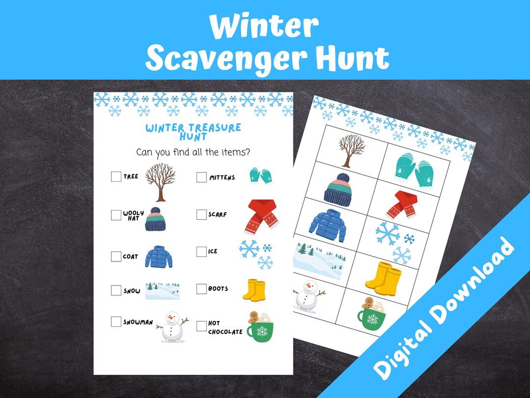 Winter Treasure Hunt, Kids Games, Scavenger Hunt, Seasons Game, Find ...