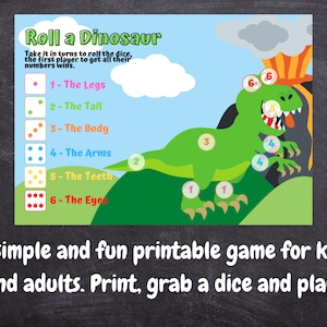 Dinosaur Dice Game: Kids Printable Party Game (digital Download) - Etsy
