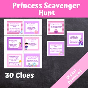 Princess Scavenger Hunt, Indoor and Outdoor Clues, Kids Party Game ...