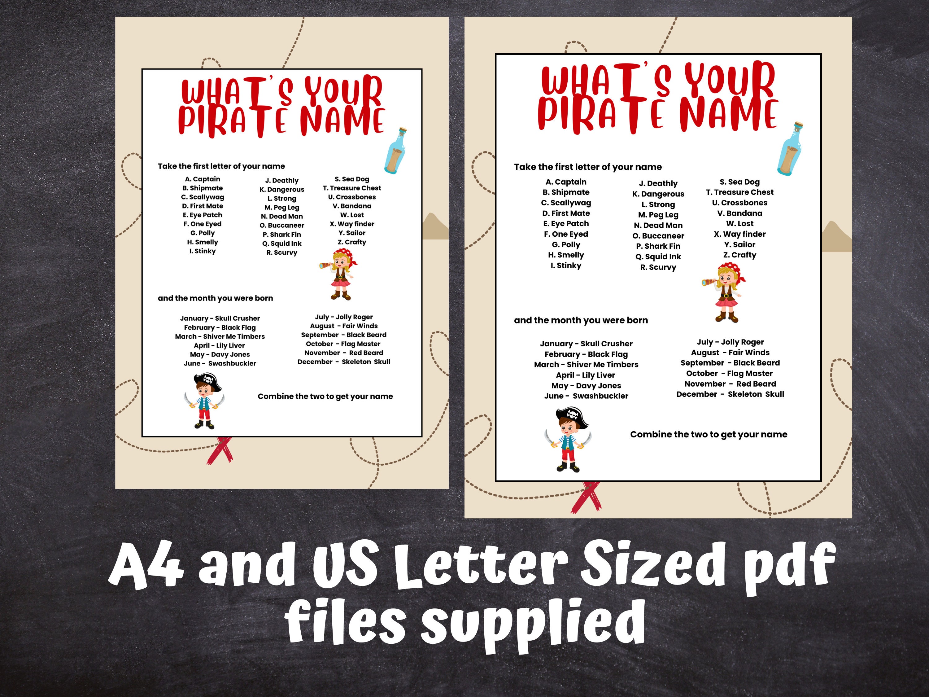 Whats Your Pirate Name, Pirate Party Game, Kids Birthday, DIY Printable ...