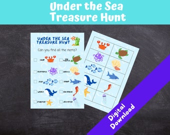 Mermaid Themed Treasure Hunt, Kids Birthday Party Games, Ocean Activity ...