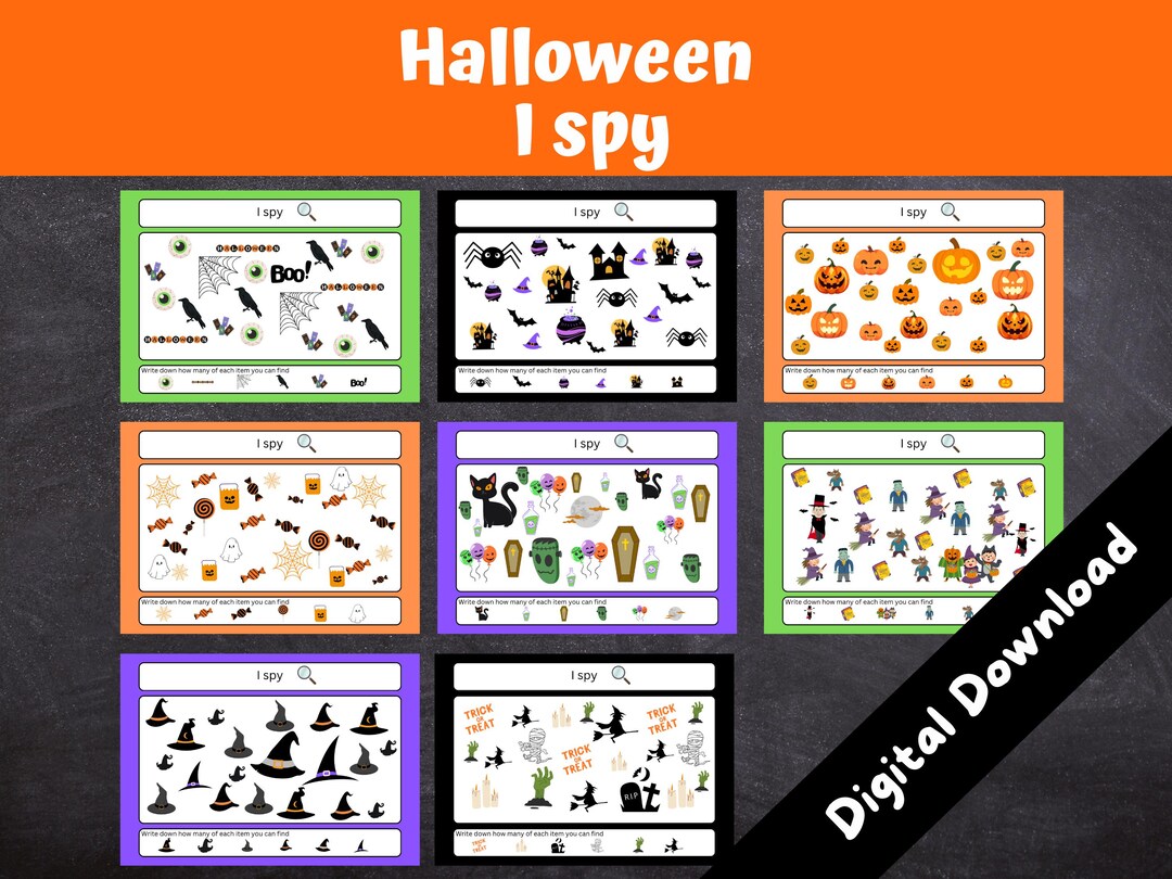 Halloween I Spy Game for Kids, Kids Homeschool, Preschool Printable ...