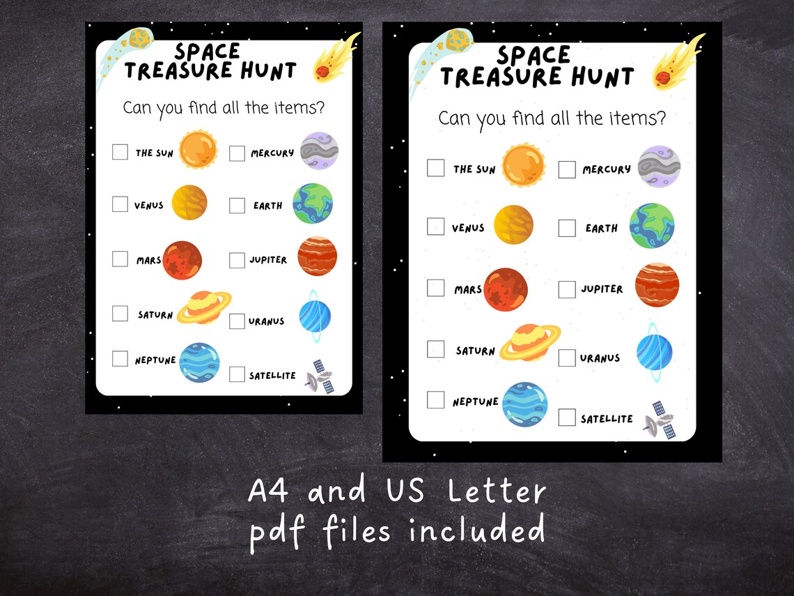 Space Treasure Hunt, Kids Birthday Party Games, Scavenger Hunt, Outer ...