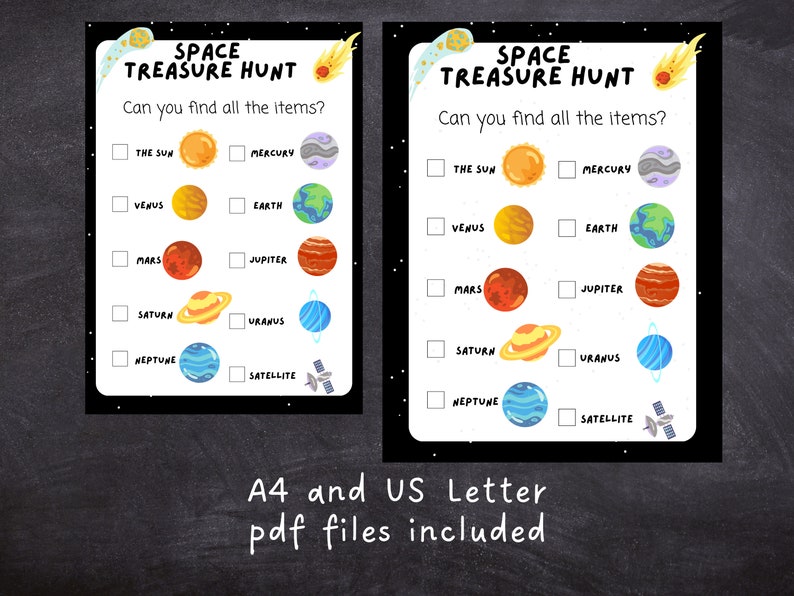 Space Treasure Hunt, Kids Birthday Party Games, Scavenger Hunt, Outer ...