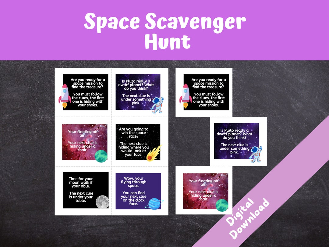 Space Scavenger Hunt: Kids Party Game, Indoor/outdoor Clues (digital ...