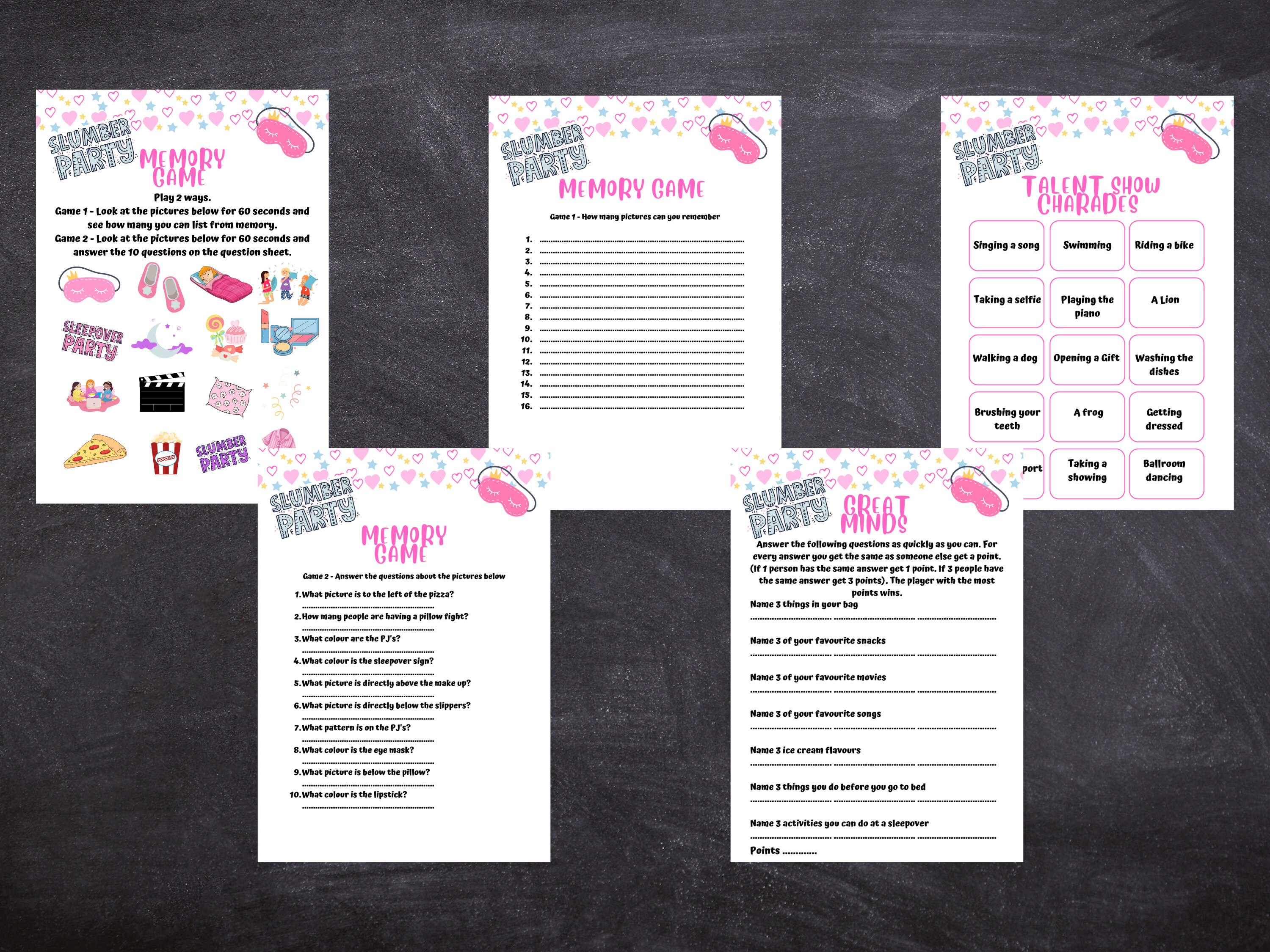 Slumber Party Games Sleepover Games Slumber Party Bundle Kids Tween ...