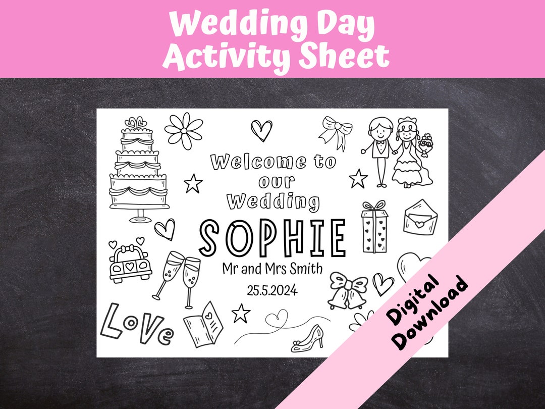 Personalised Kids Wedding Activity Sheet, Children's Wedding Games ...