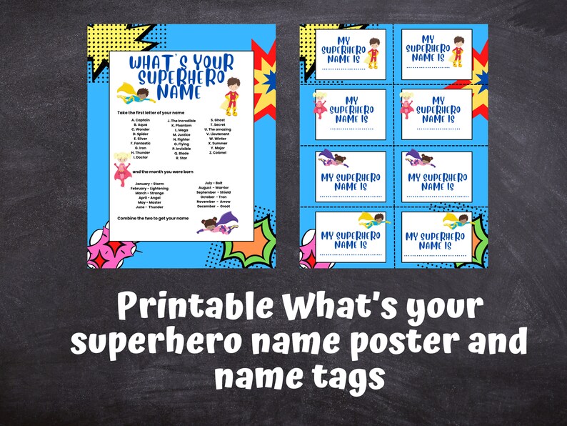 What’s Your Superhero Name, Superhero Party Game, Kids Birthday, DIY ...