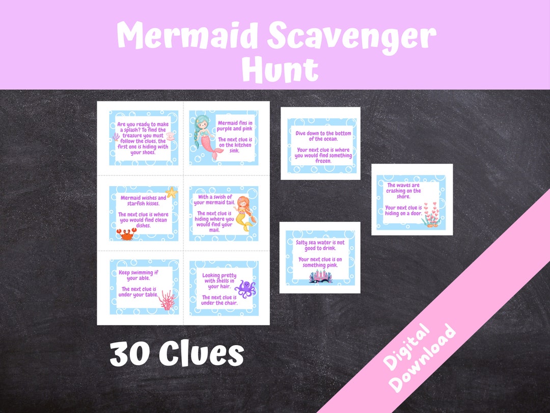 Mermaid Scavenger Hunt: Kids Party Game, 30 Clues (digital Download) - Etsy