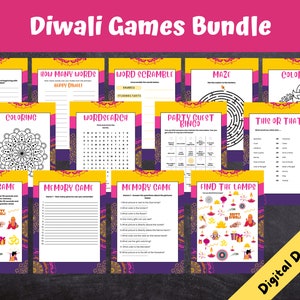 Diwali Games Bundle, Activities for Adults & Kids, Printable Festival ...