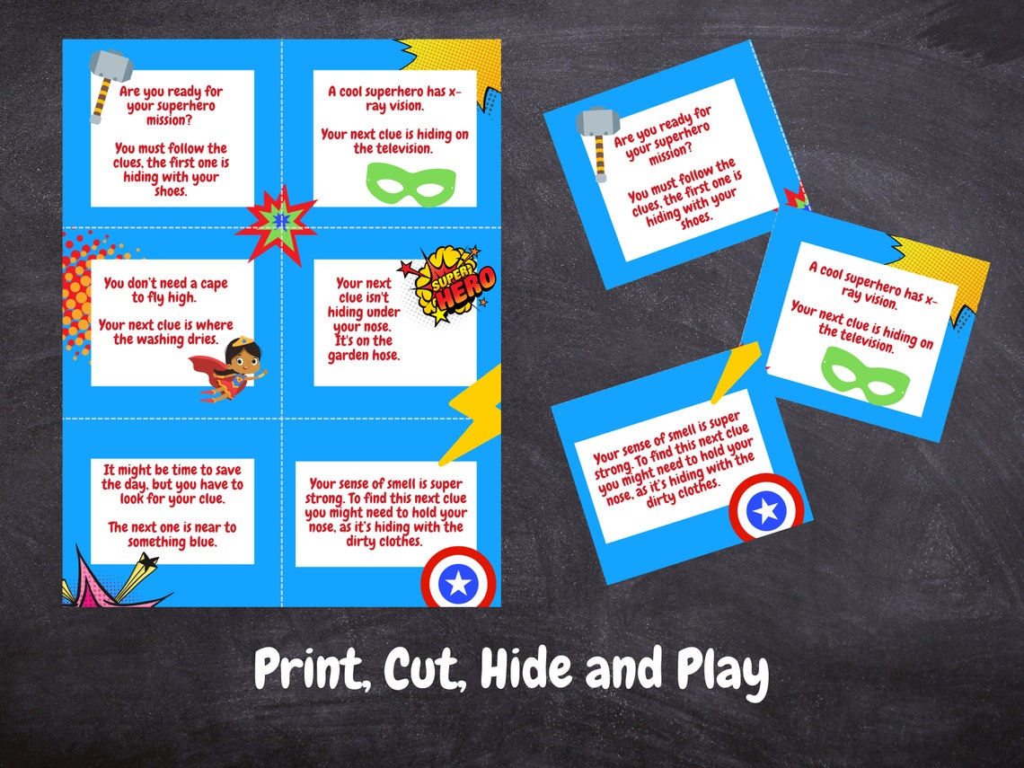 Superhero Scavenger Hunt Kids Birthday Party Games - Etsy