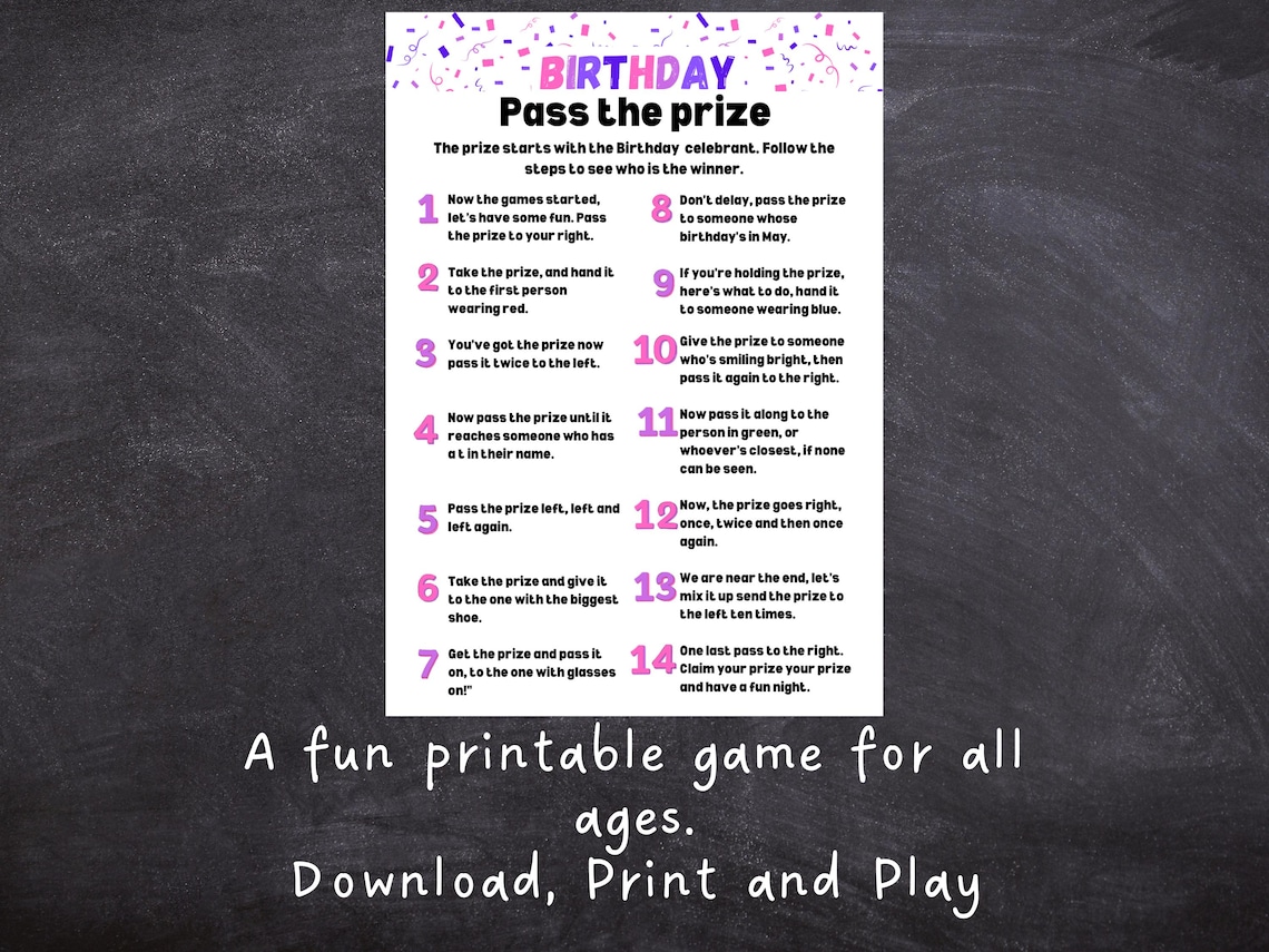 Birthday Pass the Prize Game, Pass the Parcel, Left Right Game ...