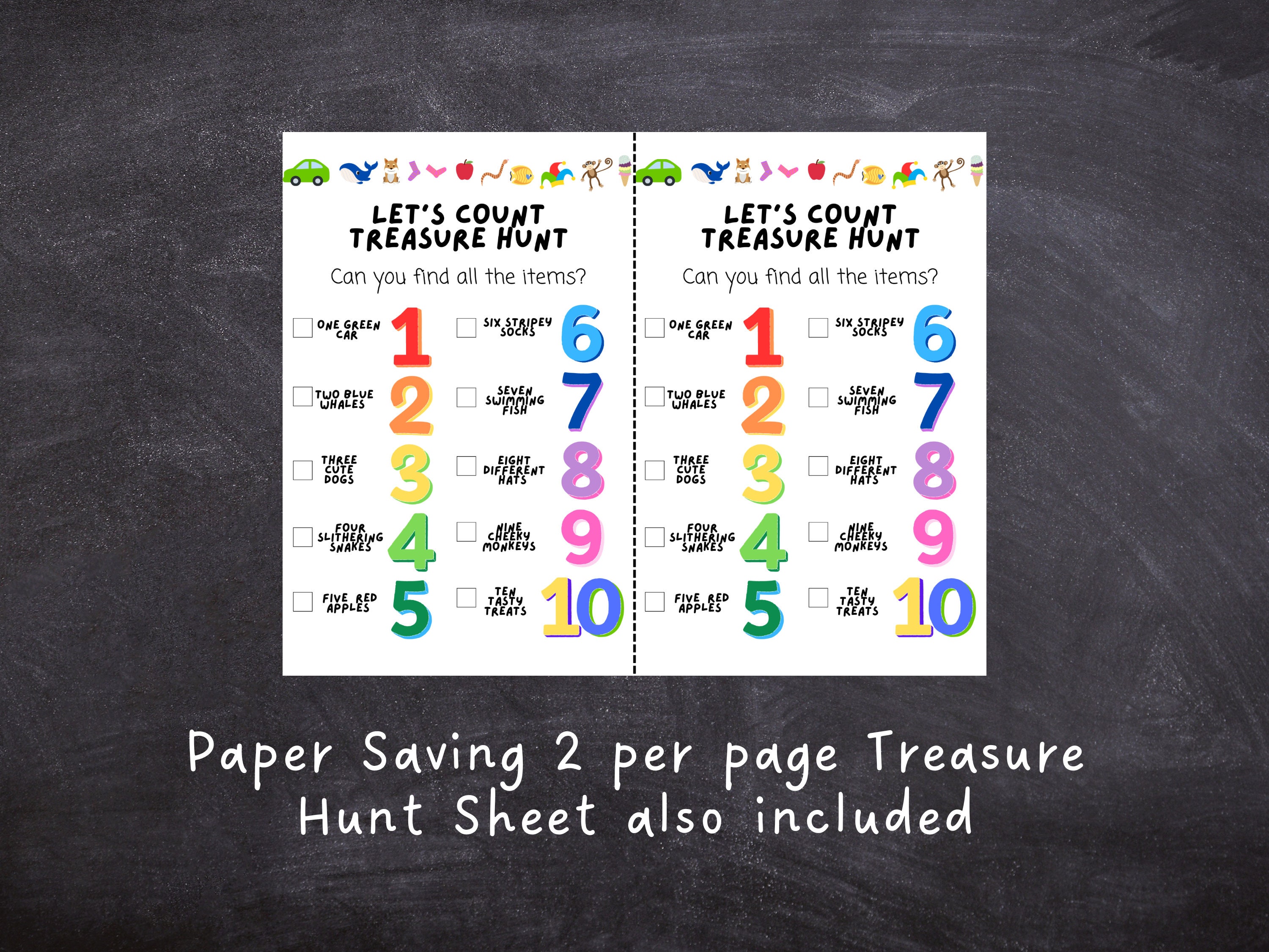 Let's Count Treasure Hunt, Kids Birthday Party Games, Scavenger Hunt ...