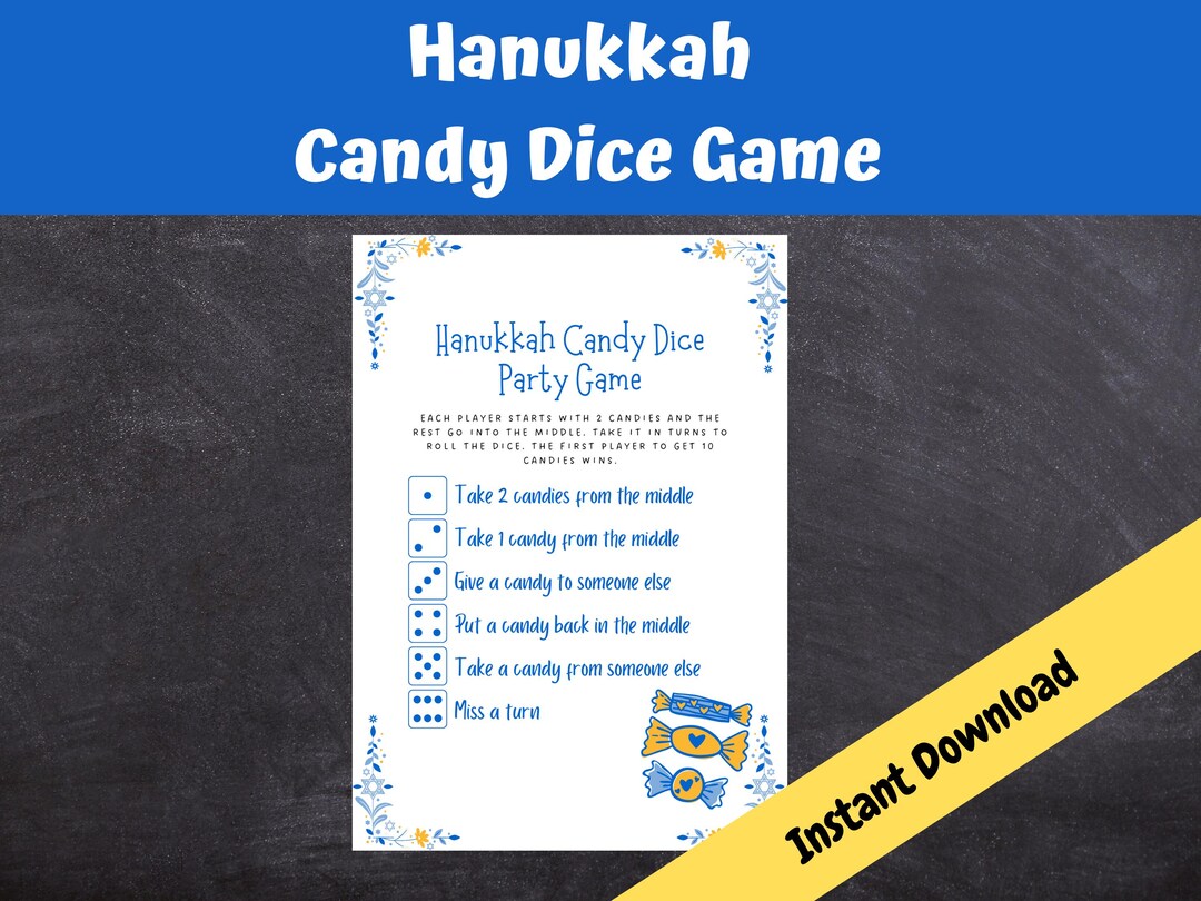Hanukkah Candy Dice, Children's Printable, Hanukkah Celebrations, Dice ...