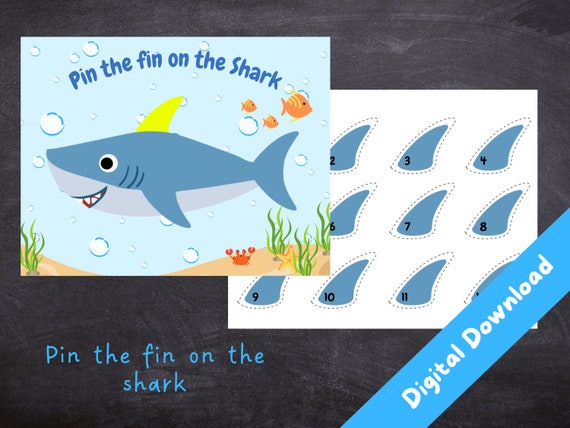 Pin the Fin on the Shark Game Under the Sea Party Game - Etsy