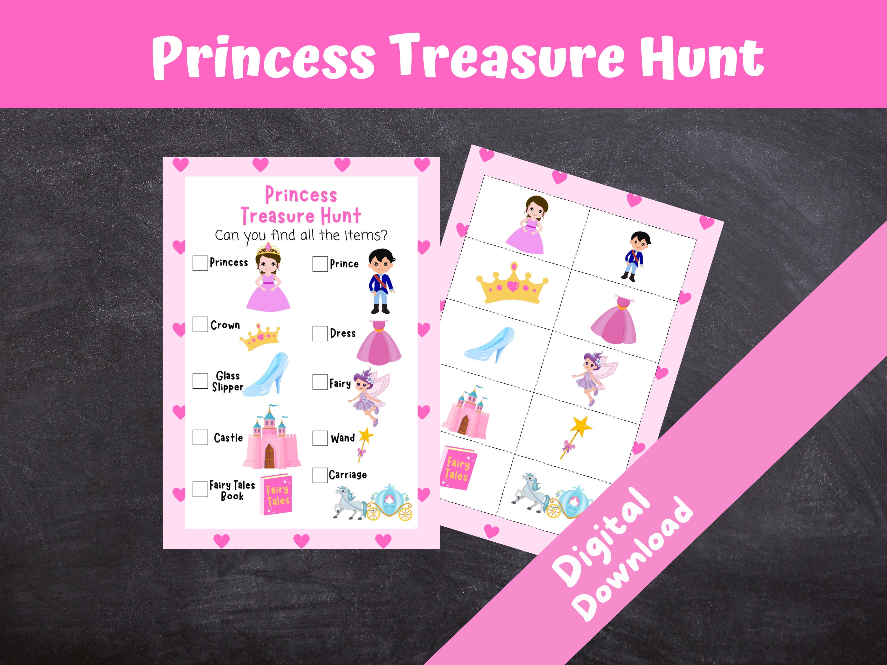 Princess Treasure Hunt, Kids Birthday Party Games, Fairy Tale Scavenger ...