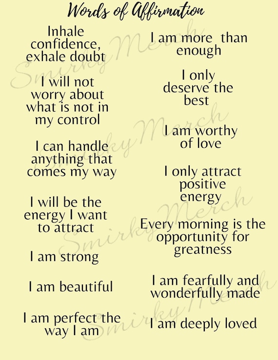 Digital Download of a List of Words of Affirmations. These Are | Etsy