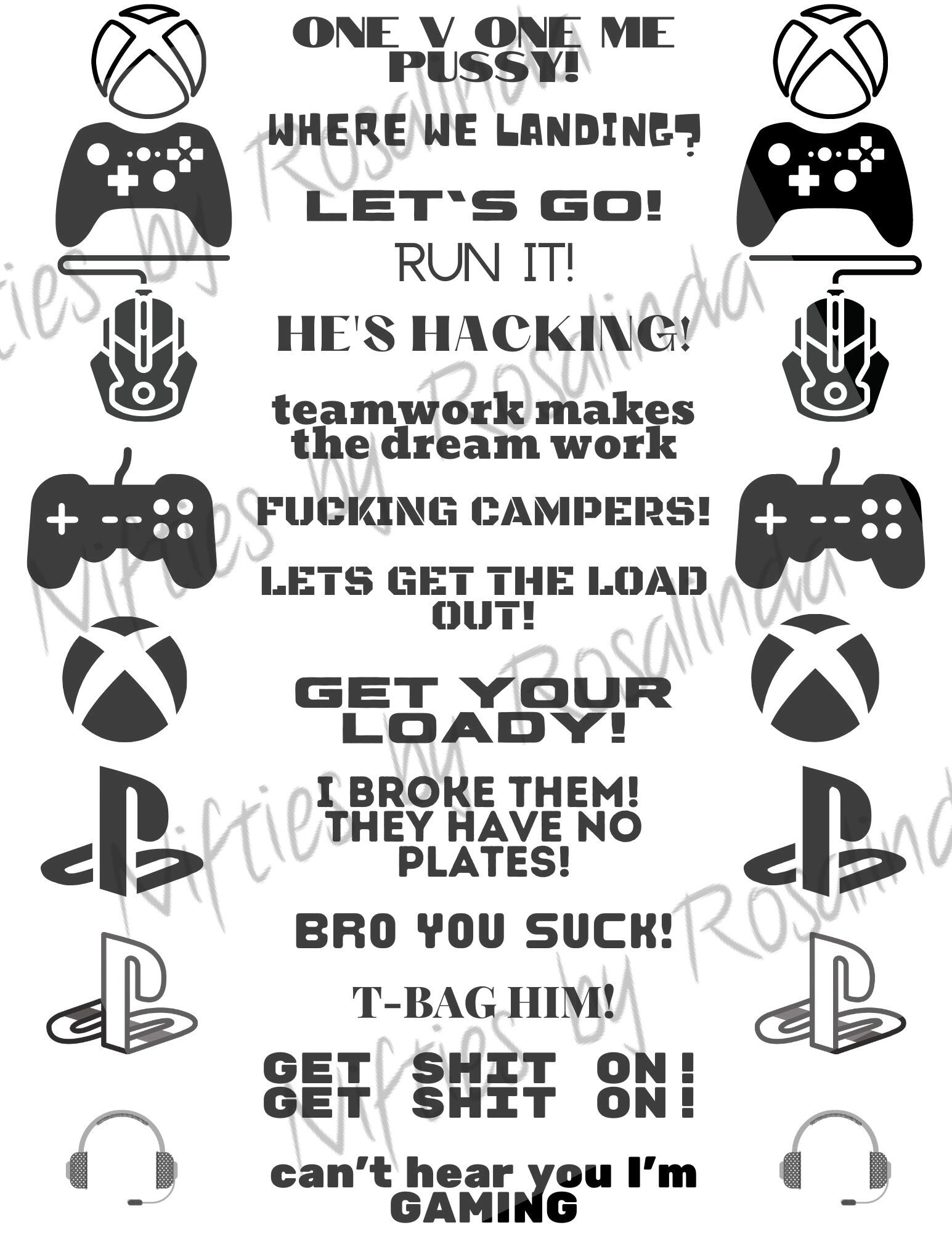 Gamer Svg, Png, Jpg and Pdf Files. Fourteen Phrases and 8 Different ...